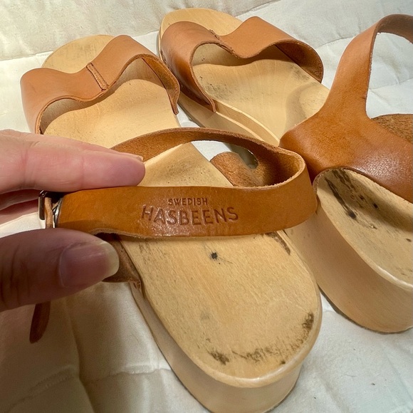 Swedish Hasbeens | Shoes | Swedish Hasbeens Tan Leather Mules | Poshmark